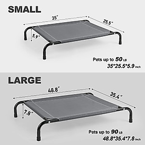 DogBaby Elevated Dog Bed, Outdoor Dog Bed Raised Dog Bed Dog Cot with Washable Breathable Mesh Dog Cots Beds for Large Dogs Chew Proof Cooling Dog Bed for Indoor Outdoor Use Grey