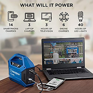 Westinghouse 155Wh 150 Peak Watt Portable Power Station and Solar Generator, Pure Sine Wave AC Outlet, Backup Lithium Battery for Camping, Home, Travel, Indoor/Outdoor Use (Solar Panel Not Included)