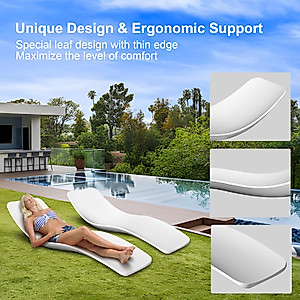 Aqua Blue Pool Lounge Chairs Set of 2 - Fade Resistant Sun Tanning Water Chair - Compatible with All Pool Types - Water Depths 0-9”- White