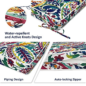 Melody Elephant Outdoor Bench Cushion, Bench Furniture Cushion 48x18x3 Inch, Porch Swing Cushions for Home Garden Loveseat Couch Sofa Glider, Vigour Paisley