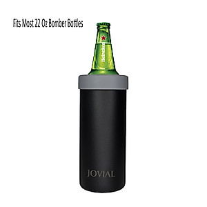 JOVIAL 2 in 1 Stainless Steel Can Cooler Insulated for all 24&25 Oz Cans, Beer Can Cooler,seltzer can coozie, Can insulator,and Work As A Iced Coffee Cup With Lid and Straw (Black)