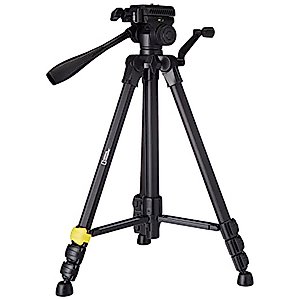 NATIONAL GEOGRAPHIC PhotoTripod Kit Large, with Carrying Bag, 3-Way Head, Quick Release, 4-Section Legs Lever Locks, Geared Centre Column,Load up 3kg, Aluminium, for Canon, Nikon, Sony, NGHP001