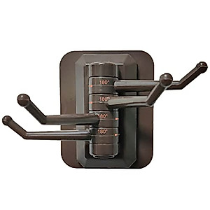 Fineget Adhesive Door Hooks for Hanging Bathroom Kitchen Hooks 4 Rotatable Arms Round Towel Hooks Brown 2 Pairs