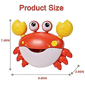 Crab Bath Toys for Toddlers 1-3 2-4 Bathtub Bubble Maker with Music Automatic Kids Bathtub Bubble Machine Baby Bath Toys for Infants 6-12 12-18 Months Birthday Gifts for 1 2 3 Year Old Boys Girls