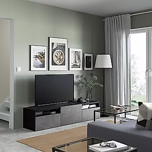 TV Unit,Black-Brown/Kallviken Dark Gray, 70 7/8x16 1/2x15 3/8 "