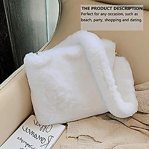 Plush Underarm Bag Fluffy Large Tote Handbag Fashion Color Shoulder Bag Crossbody Messenger Bag for Women Girls
