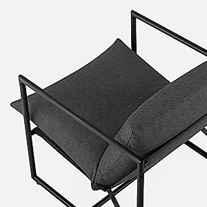 ZINUS Aidan Sling Accent Chair / Metal Framed Armchair with Shredded Foam Cushioning, Dark Grey