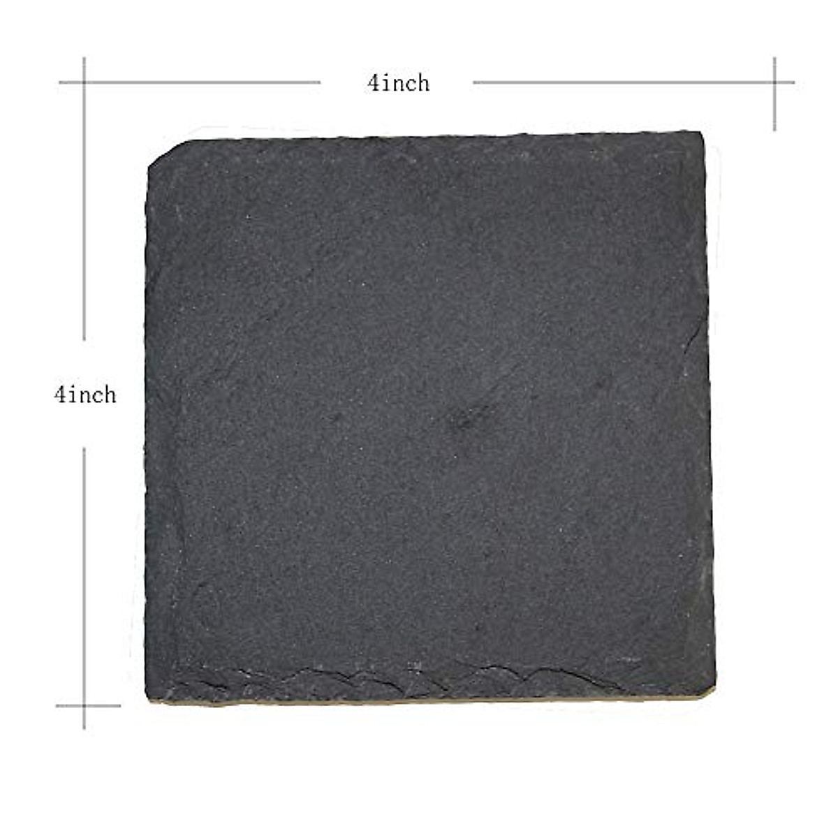 12 Pack 4 x 4 Inch Gorgeous Black Slate Stone Coasters Bulk Square Slate Stone Cup Coaster for Drink Bar Kitchen Home, Handmade Natural Rough Edge, Set of 12