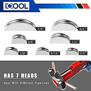 ICOOL Tubing Bender Kit Hand Tool 1/4 to 7/8 Inch for Soft Copper Aluminum HVAC Refrigeration System Maintenance, with Tube Cutter