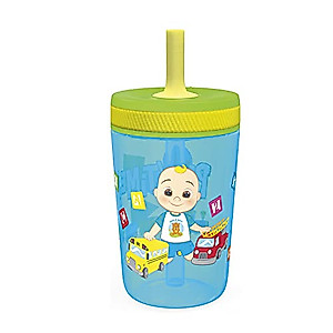 Zak Designs 15oz Cocomelon Kelso Tumbler Set, Leak-Proof Screw-On Lid with Straw Made of Durable Plastic and Silicone, Perfect Bundle for Kids, 1 Count (Pack of 1)