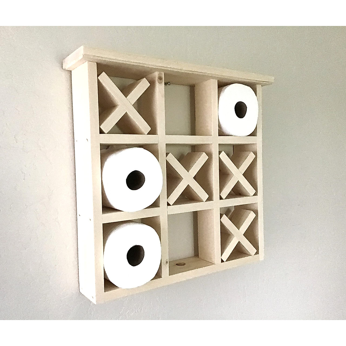 Tic Tac Toe Bathroom Toilet Paper Storage Shelf- NEW DESIGN- Handmade-NO ASSEMBLY REQUIRED-Bathroom Wall Decor