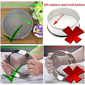 Flour Sifter for Baking - Flour Sieve Fine Mesh (6 Inch 60 Mesh) -Premium Rustproof Stainless Steel