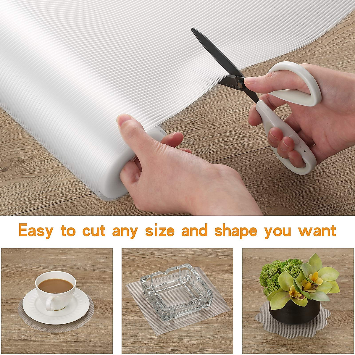 BAKHUK Shelf Liner for Kitchen Cabinets, 17.5 Inches x 25 FT, Non Adhesive Cabinet Liner, Double Sided Non-Slip Drawer Liner, Washable Refrigerator Mats for Pantry Cabinet, Storage, Clear Ribbed