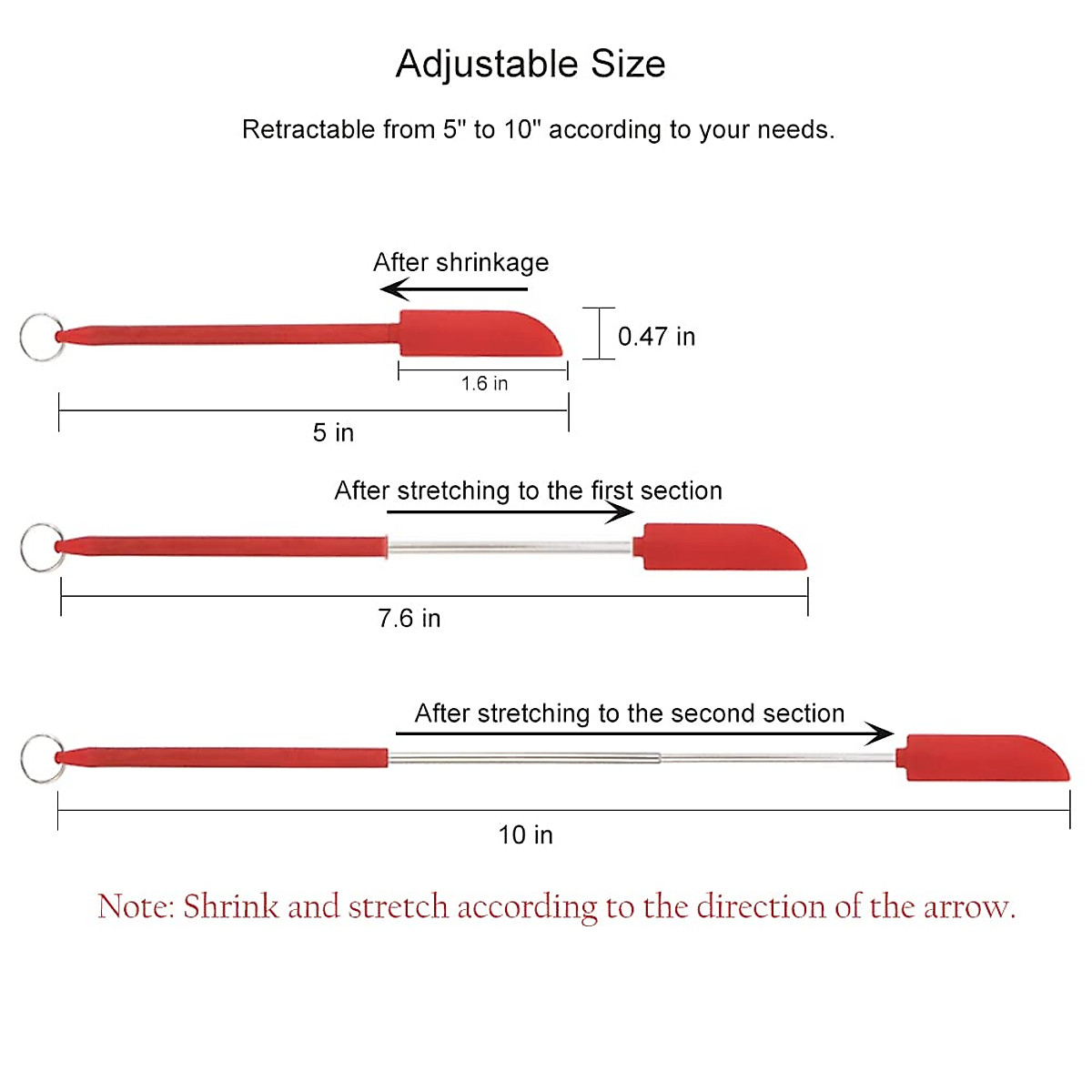 Suntchen Mini Silicone Spatula Set Stretchable Makeup Spatulas Small Scooper and Spoon 2-in-1Tiny Spatula for Kitchen Bottle Beauty Jar, Adjustable Size and Reusable, 3Pcs