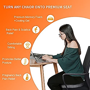 Yimiyaa Seat Cushion Non-Slip Memory Foam Coccyx Protect Cushion for Office Chair Car Seat Cushion,Tailbone Pain Sciatica Back Pain Relief (Gray)