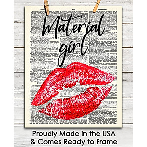 Positive Affirmations Wall Decor for Kids: "Material Girl" Madonna Dictionary Wall Art Print 8x10 Inspirational, Motivational Poster & Motivational Wall Art Office Decor for Men & Women