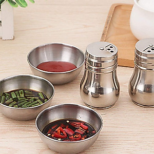 Jasni 6PCs Stainless Steel Sauce Dishes Condiment Sauce Cups Seasoning Dishes Dip Bowls Serving Dishes Sushi Soy Dishes Silvery