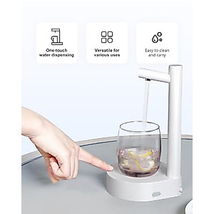 Desktop Water Bottle Dispenser, PLUZZ Portable Electric Water Pump for 5 Gallon Bottle, Bedside Water Dispenser for Home, Office, Camping, Outdoor - USB Charging (Navy Blue), X115A