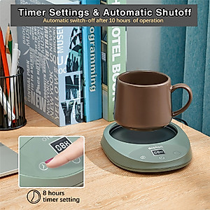 Oroton Mug Warmer for Coffee and Tea, Auto Shut Off,4.3 Inch Large Heated Plate,8 Temperature Settings, 1-8 Hour Timer Settings, Smart Coffee Warmer Plate Milk Tea Water(Green)