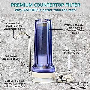 Anchor AF-3500 5-Stage Alkaline Counter Top Water Filter System (Clear)