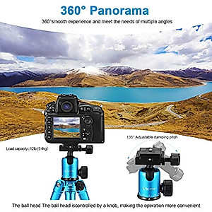 Tabletop Tripod, 20 inch Portable Desktop Mini Tripod for Camera with 360 Degree Ball Head, Aluminum Small Travel Tripod, Compatible with DSLR Camera/Video Camcorder/Cell Phone/Spotting Scope (Blue)