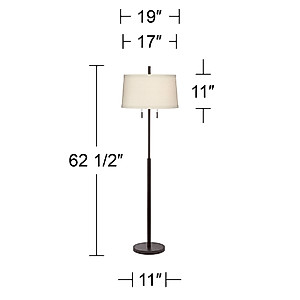 Possini Euro Design Nayla Modern Floor Lamp Standing 62.5" Tall Bronze Steel Slender Column Off White Fabric Tapered Drum Shade Decor for Living Room Reading House Bedroom Home