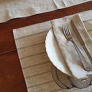 ARKENY Fall Thanksgiving Placemats 12x18 Inches Set of 4,Pumpkin Sunflower Seasonal Burlap Stripe Farmhouse Indoor Kitchen Dining Table Autumn Decoration for Home Party AP124-18