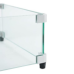 Fire Pit Wind Guard Square, 18 x 18 x 6 Inches Glass Wind Guard for Fire Pit Square