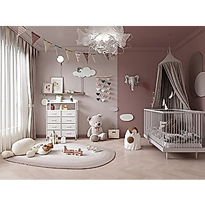 SAILUN Dresser 8 Drawers with Double Shelf, Tall Storage Organizer Unit for Bedroom/Living Room/Entryway, Wooden Front and Top, White