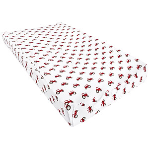 Hudson Baby Unisex Baby Cotton Changing Pad Cover, Tractor and Cow, One Size