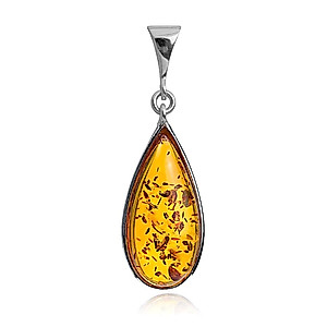 Ian and Valeri Co. Amber Sterling Silver Large Drop Pendant
