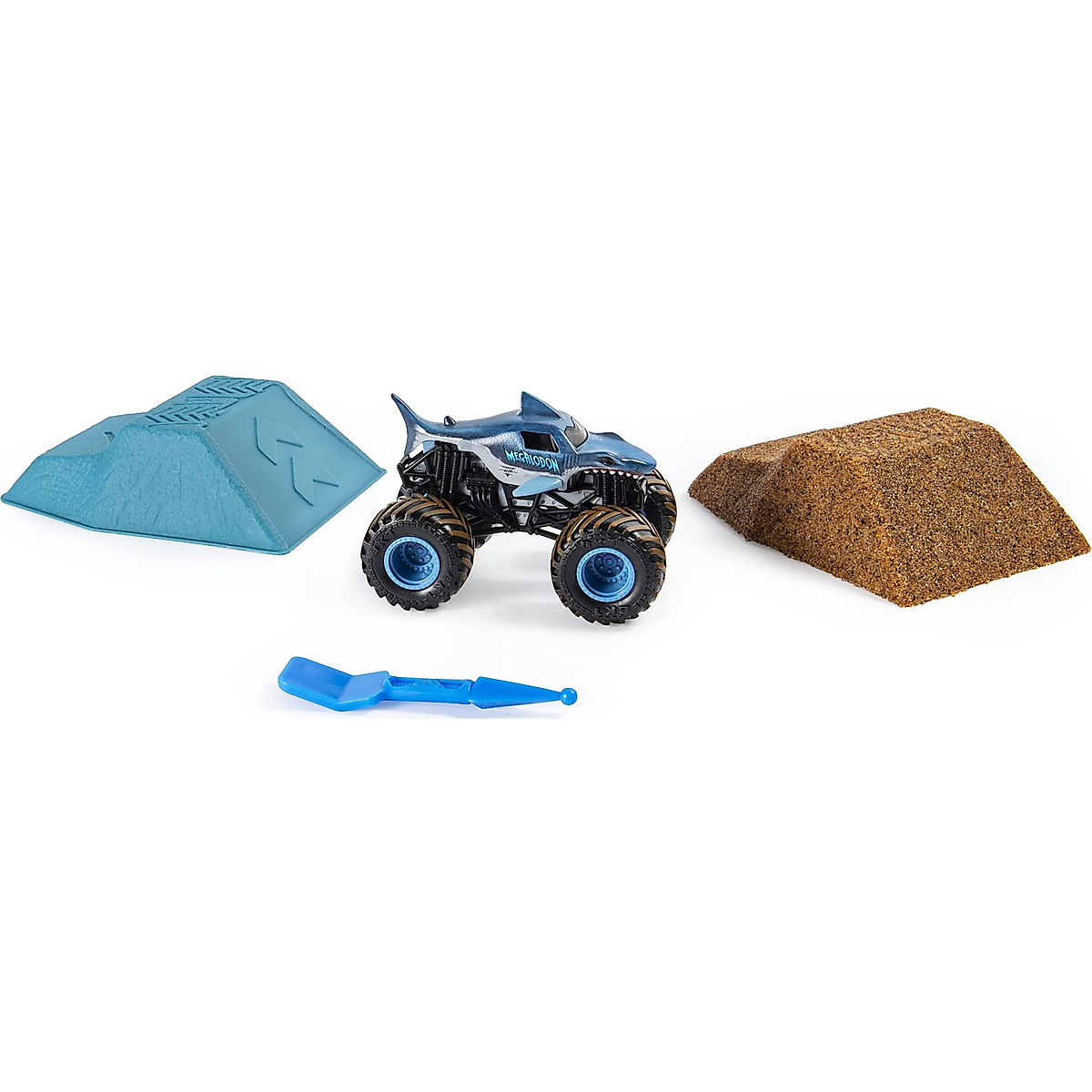 Monster Jam, Megalodon Monster Dirt Starter Set, Featuring 8oz of Monster Dirt and Official 1:64 Scale Die-Cast Truck