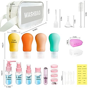 24 Pack Travel Bottles Set for Toiletries, TSA Approved Leak Proof Silicone Squeezable Containers for Toiletries, Refillable Travel Accessories for Conditioner, Shampoo, Lotion & Body Wash