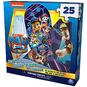 PAW Patrol: The Movie, 25-Piece Jigsaw Oval Foam Squishy Puzzle Chase Skye Marshall Rubble, for Kids Ages 4 and up