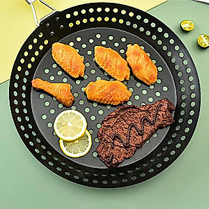 Generic Grill Pan With Folding Handle BBQ Pan, Grill Skillet Pizza Grill Pan (11"") Grill Pan Perfect For Fry Chapati Cooking Vegetables and Seafood, Black