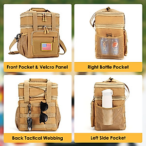 holuxer Large Expandable Tactical Lunch Box for Men, Durable Insulated Leakproof Lunch Bag, Heavy Duty Cooler Bag for Work Outdoor Picnic Travel Office Adults, Black, 15L