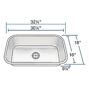 MR Direct 3218C-18-SLG 3218C 18 Gauge Single Bowl Kitchen Sink, SinkLink, Stainless Steel/Gray