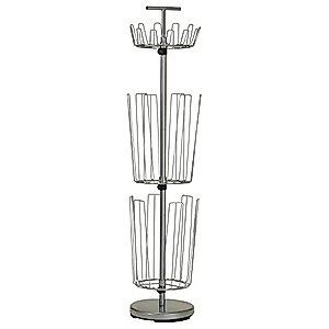Household Essentials 2132-1 Metal 3-Tier Revolving Shoe and Boot Rack - Silver
