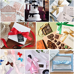 Rose Gold Ribbon 1-1/2 Inch x 25 Yards, Rose Pink Satin Fabric Silk Ribbon for Gift Wrapping, Hair Bows Making, Floral Bouquets, Wreaths, DIY Sewing Projects, Wedding, Baby Shower and Handmade Trims