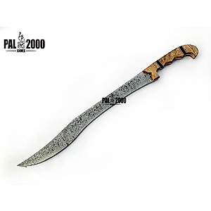 HSK-9984 Custom Handmade Spring Damascus Sword with Sheath - Viking Sword Hunting Full tang longsword for men