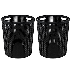 Ysmiltion Plastic Round Dirty Clothes Hampers, 40 L Round Laundry Baskets, 2 Packs