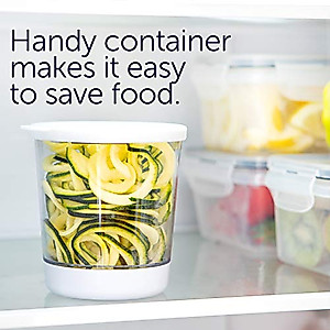 Fullstar Vegetable Spiralizer Vegetable Slicer - 4 in 1 Zucchini Spaghetti Maker Zoodle Maker Veggie Spiralizer Adjustable Handheld Spiralizer Zucchini Noodle Maker Zucchini Spiralizer with Container