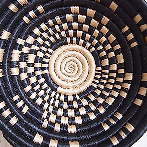Small African Basket- Mukingi/Rwanda Basket/Woven Bowl/Sisal & Sweetgrass Basket/Black, Tan