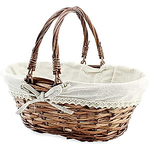 Cornucopia Wicker Basket with Handles (Reddish Brown), for Fall Decor, Easter, Picnics, Gifts, Home Decor and More, 13 x 10 x 6 Inches