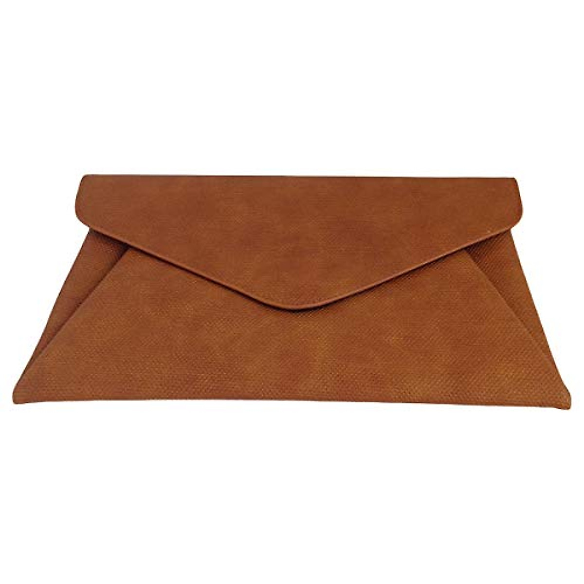 JNB Synthetic Leather Double Pocket Envelop Clutch, Tan Medium