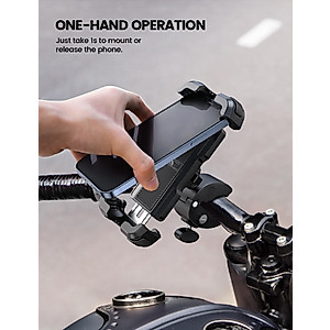 Lamicall Motorcycle Phone Mount, Bike Phone Holder - Upgrade Quick Install Handlebar Clip for Bicycle Scooter, Cell Phone Clamp for iPhone 16 15 Pro Max/ 14/13, Galaxy S10 and More 4.7-6.8" Phone