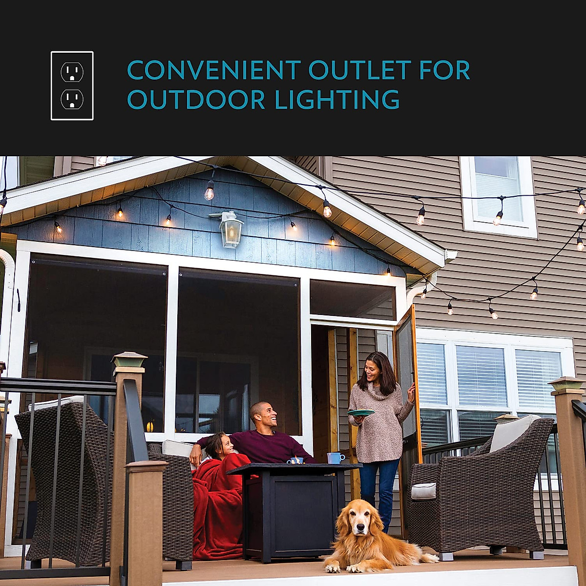 Home Luminaire 31856 Spence 1-Light Outdoor Wall Lantern with Seeded Glass and Built-in GFCI Outlet, White