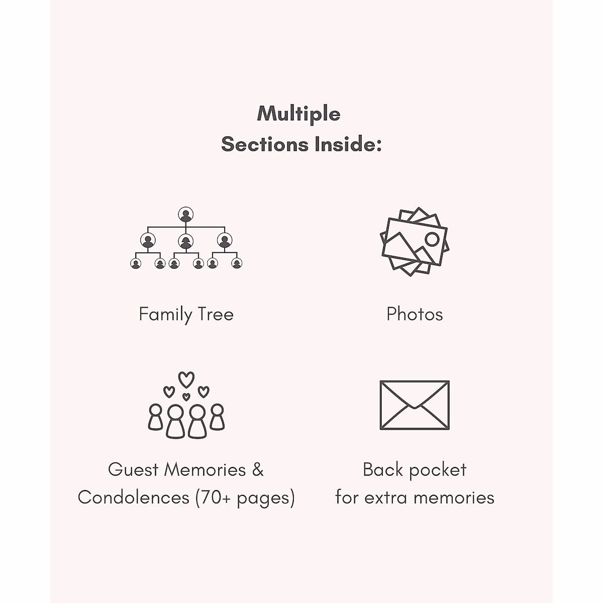 Lamare Funeral Guest Book for Memorial Service - in Loving Memory Funeral Guest Book | Celebration of Life Guest Book with Memory Table Sign & Back Pocket - Guest Sign in Book for Funeral Service