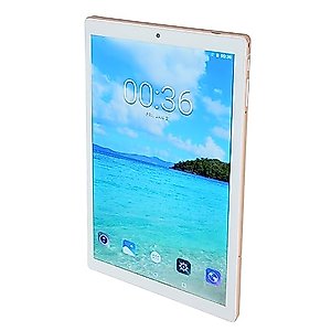 Airshi 10.1in HD Tablet, US Plug 100‑240V USB C Port HD Tablet Octa Core Processor Memory Card Support Up to 128G Support 4G Calling for Studying for Entertainment (Gold)