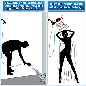 Shower head ushalhue hand held shower 10 Spray Mode High Pressure Showerhead,59.05" Stainless Steel Hose Adjustable Bracket Filter Shower Head, Remove Chlorine and Harmful Substance (silvery)